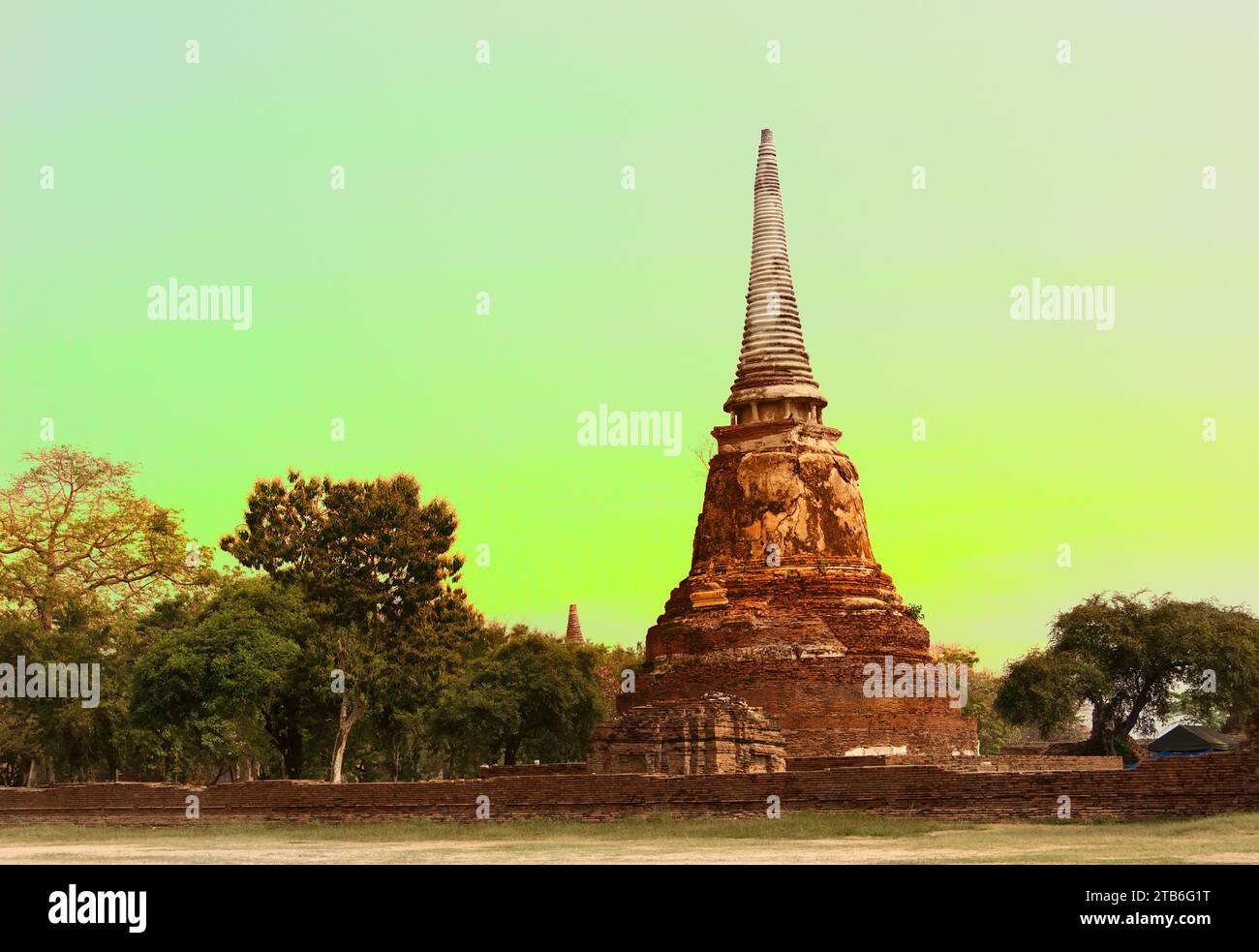 Ruins of Buddhist ancient shikhara, dagoba, stupa in southern Thailand ...