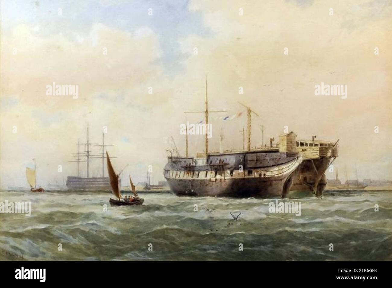 Walter William May - Prison hulks at anchor in the River Medway Stock ...