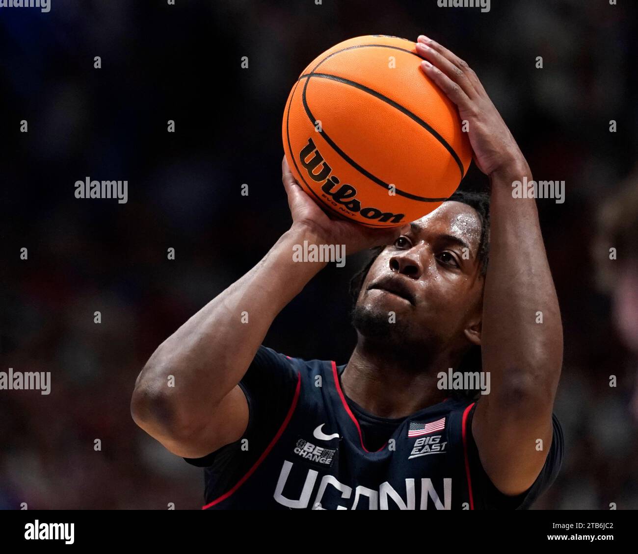 UConn guard Tristen Newton shoots during the second half of an NCAA ...