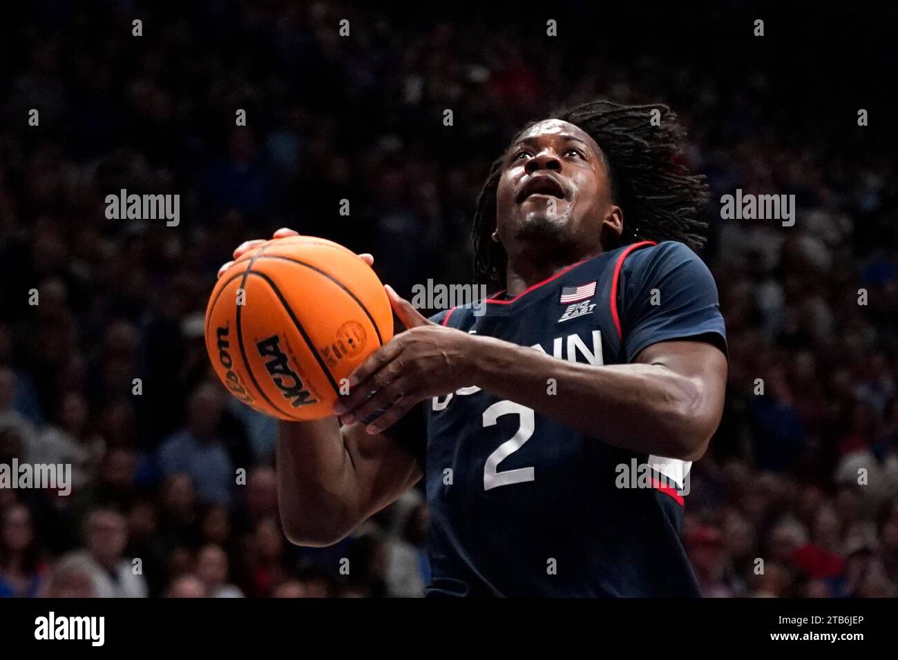 UConn guard Tristen Newton shoots during the second half of an NCAA ...
