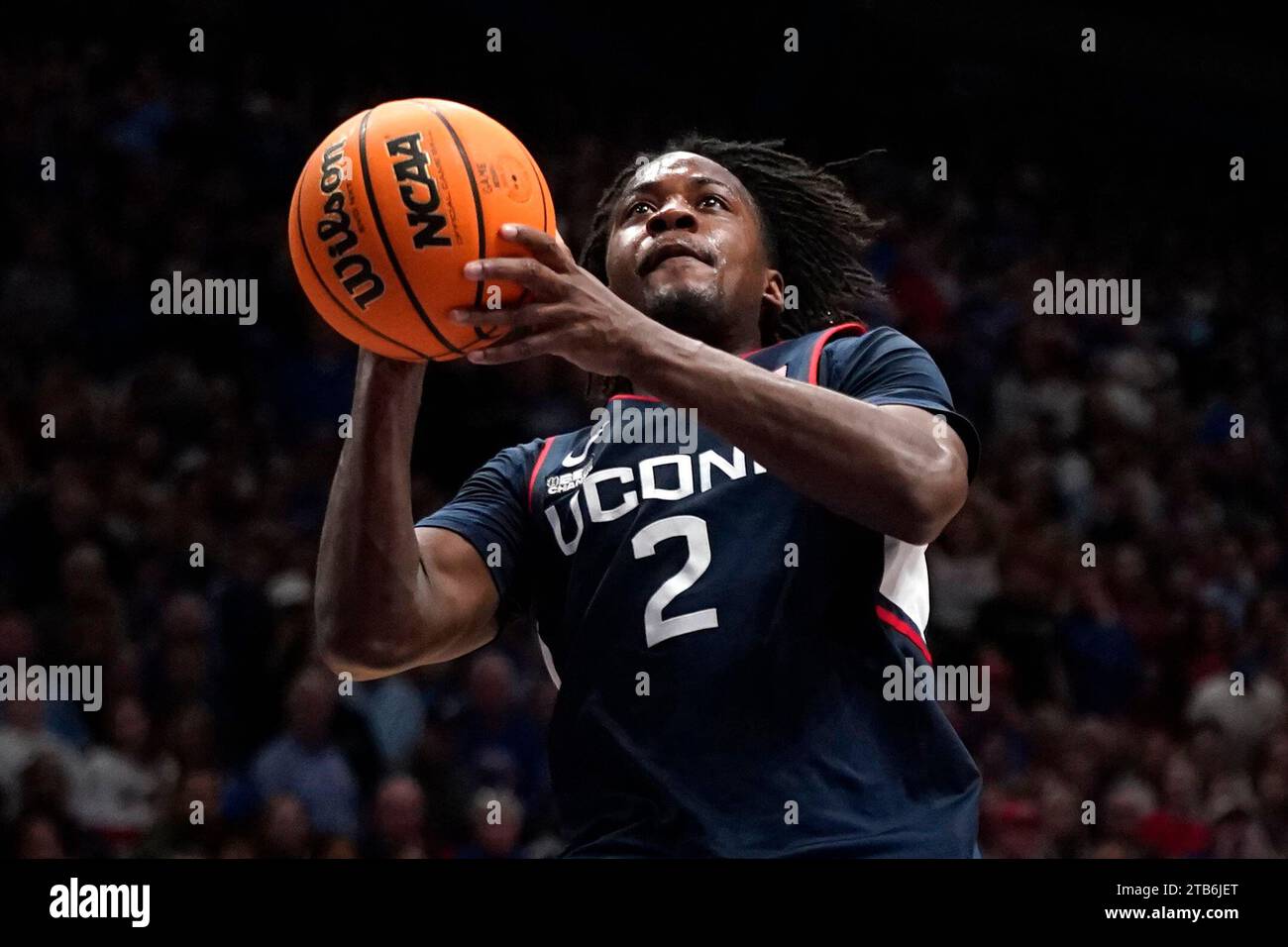 UConn guard Tristen Newton shoots during the second half of an NCAA ...