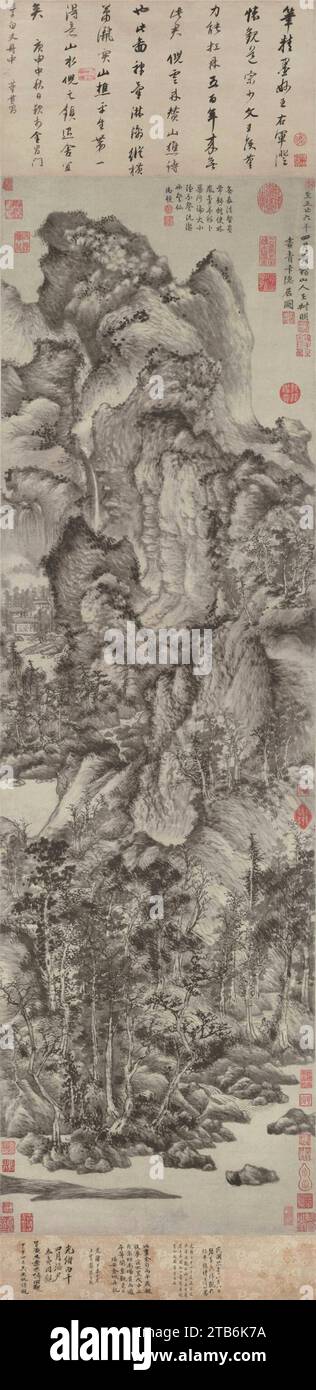 Wang Meng Dwelling in the Qingbian Mountains. ink on paper. 1366 Stock Photo - Alamy