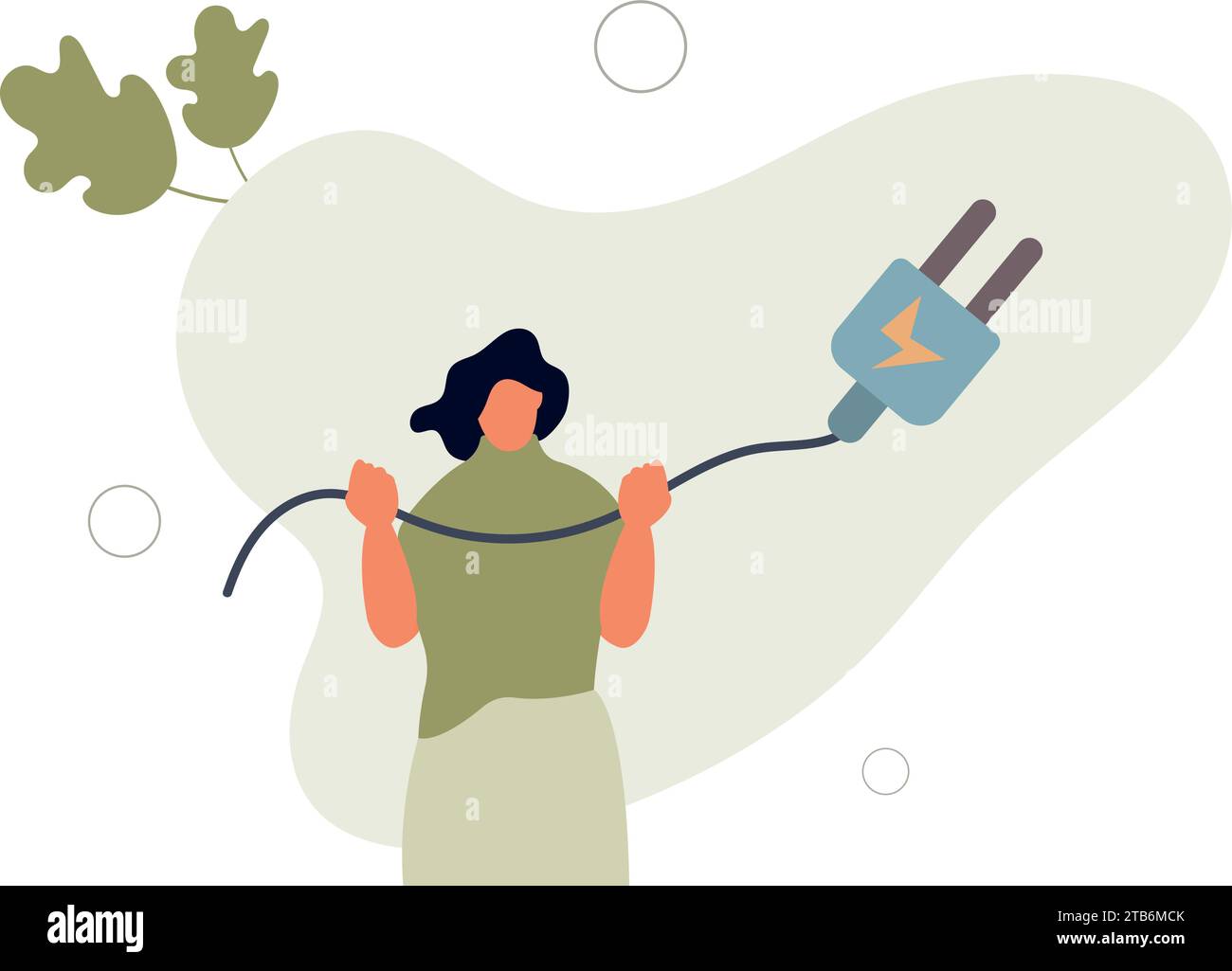 Green electricity concept.characters showing benefits of sustainable ...