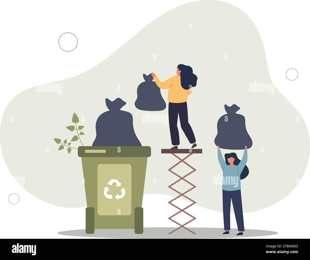 Character sorting the garbage. Plastic pollution problem concept.flat ...