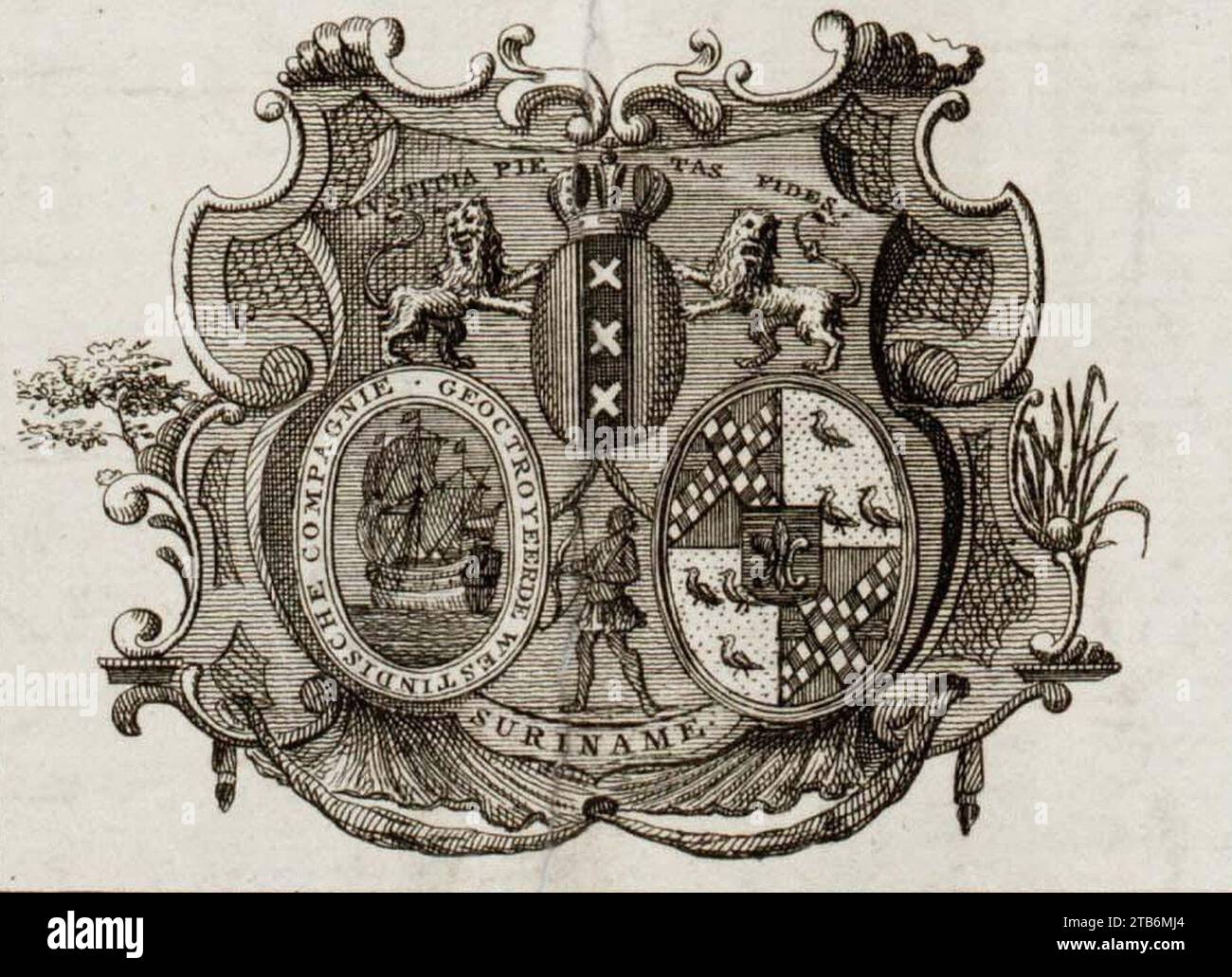 Wapen societeit van Suriname op de kaart van Paramaribo Stock Photo - Alamy