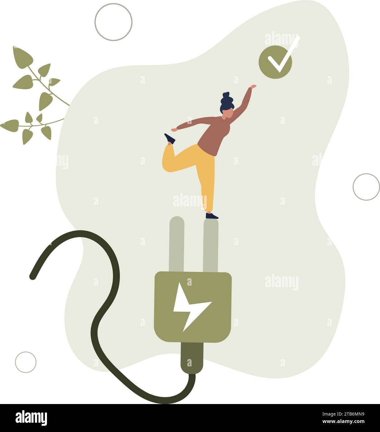 Green electricity concept.characters showing benefits of sustainable ...