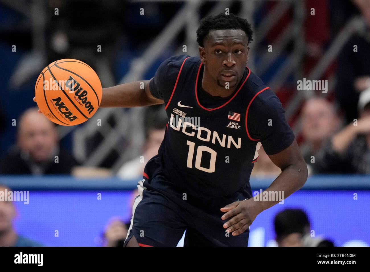 UConn guard Hassan Diarra drives during the second half of an NCAA ...