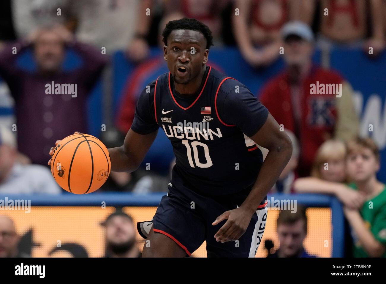 UConn guard Hassan Diarra drives during the second half of an NCAA ...