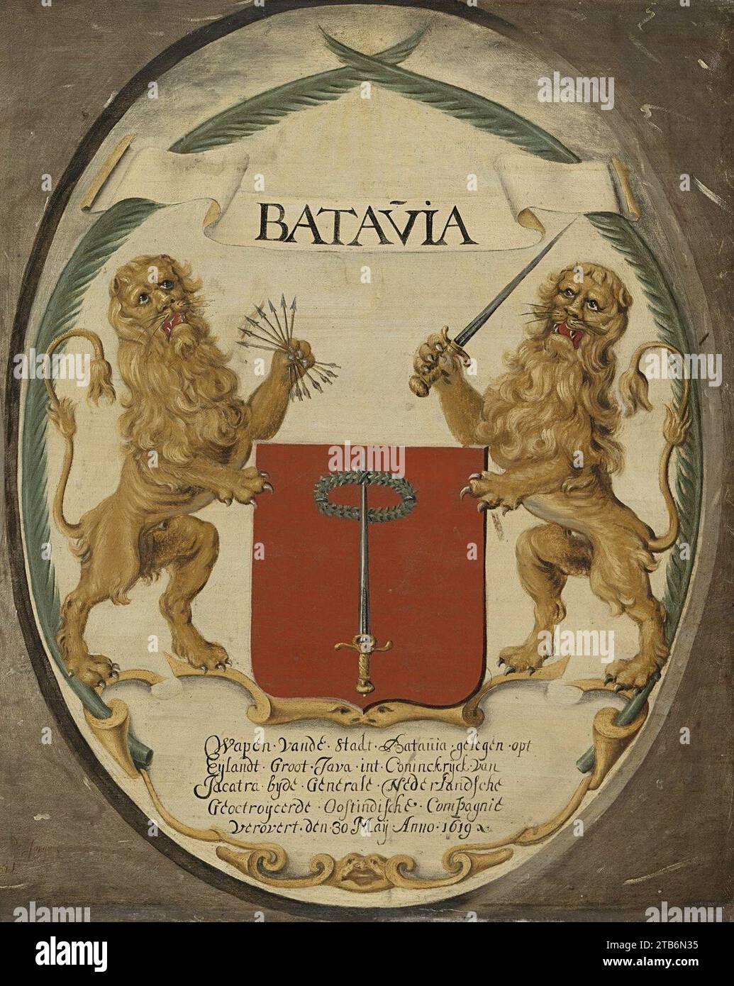 Wapens van Batavia door Jeronimus Becx in 1651 Stock Photo - Alamy
