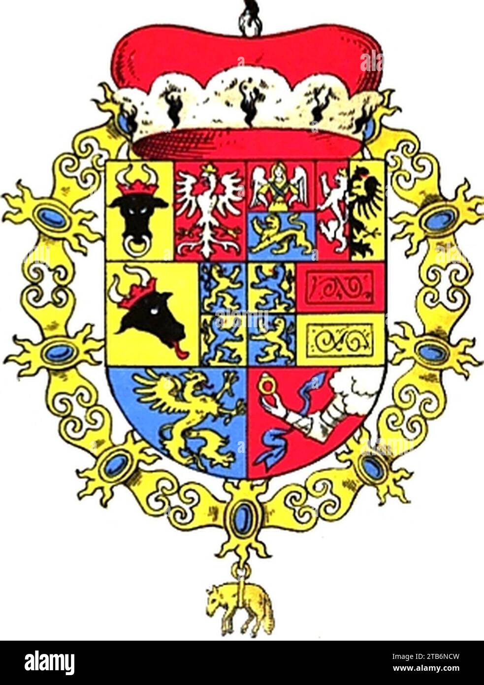 Wappen A.W.E. Wallenstein, Herzog von Friedland, Sagan usw Stock Photo ...