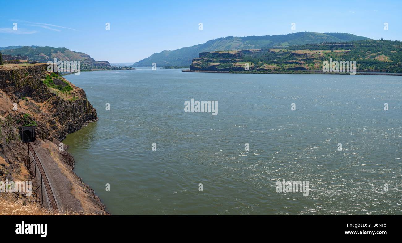 Panorama facing east across the Columbia River Gorge near Lyle in ...