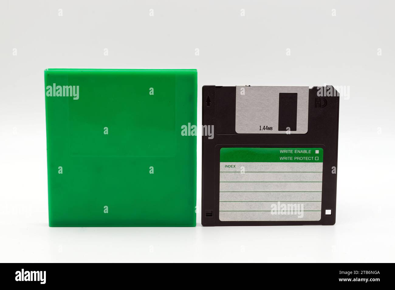 Floppy disk of 1.4 megabytes isolated on white background and plastic ...