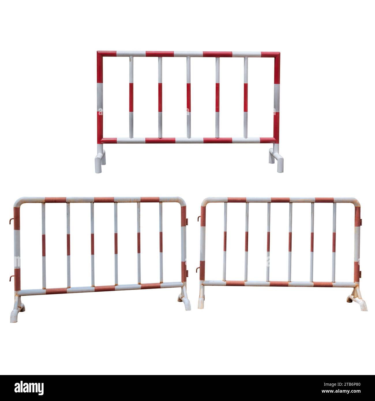 Metal striped barrier isolated over white background Stock Photo - Alamy