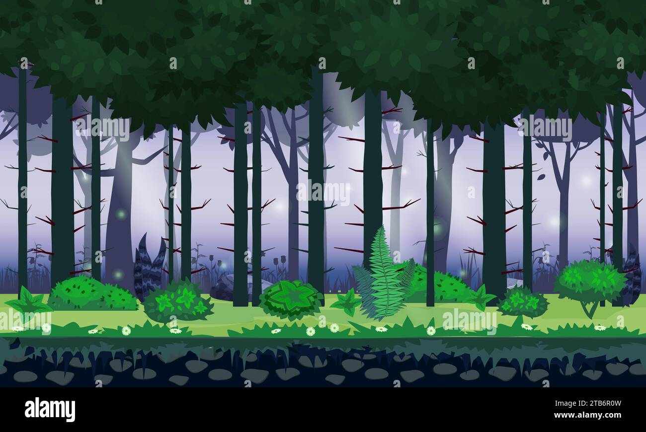 Forest landscape horizontal seamless illustration Stock Vector Image ...