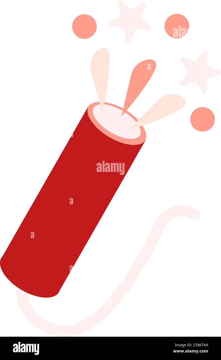 Sheaf of sparks from New Year cracker. Red Pink flat design element ...