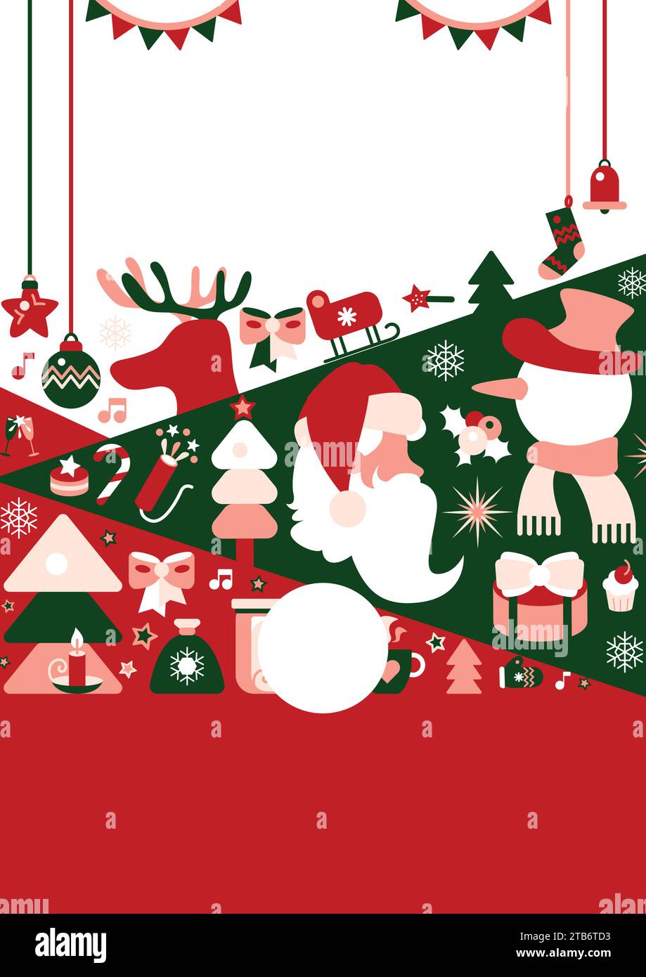Merry Christmas geometric pop art no text poster in red green colors ...