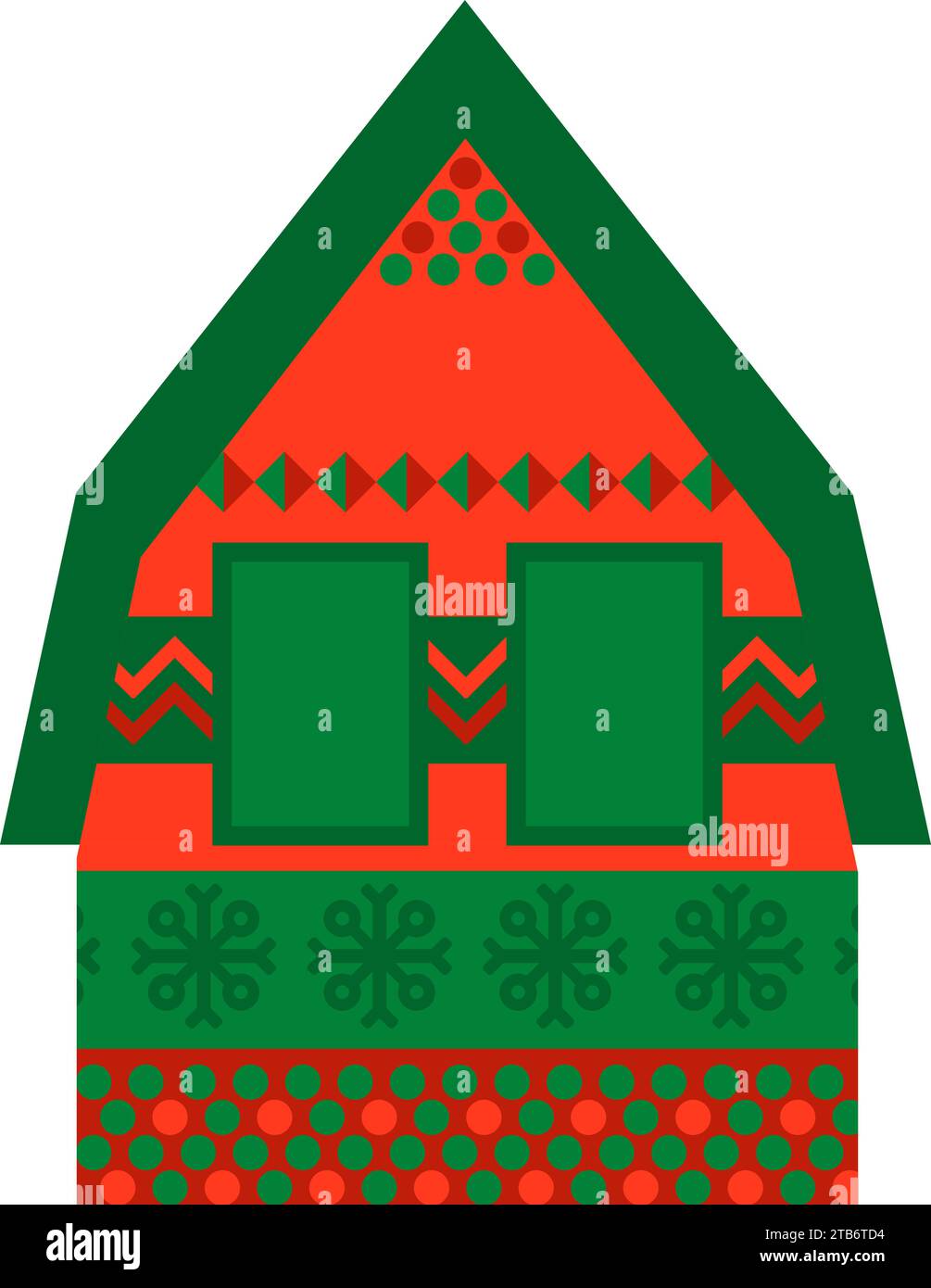 House Village hut with Norwegian national holiday pattern in red and ...
