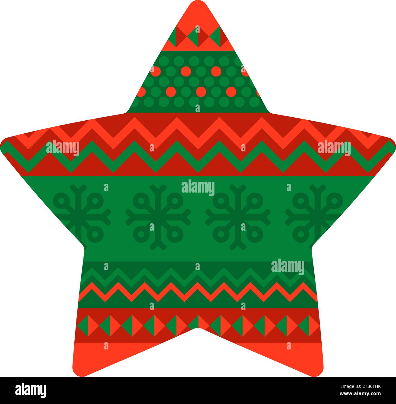 Christmas star with Norwegian national holiday pattern in red and green ...