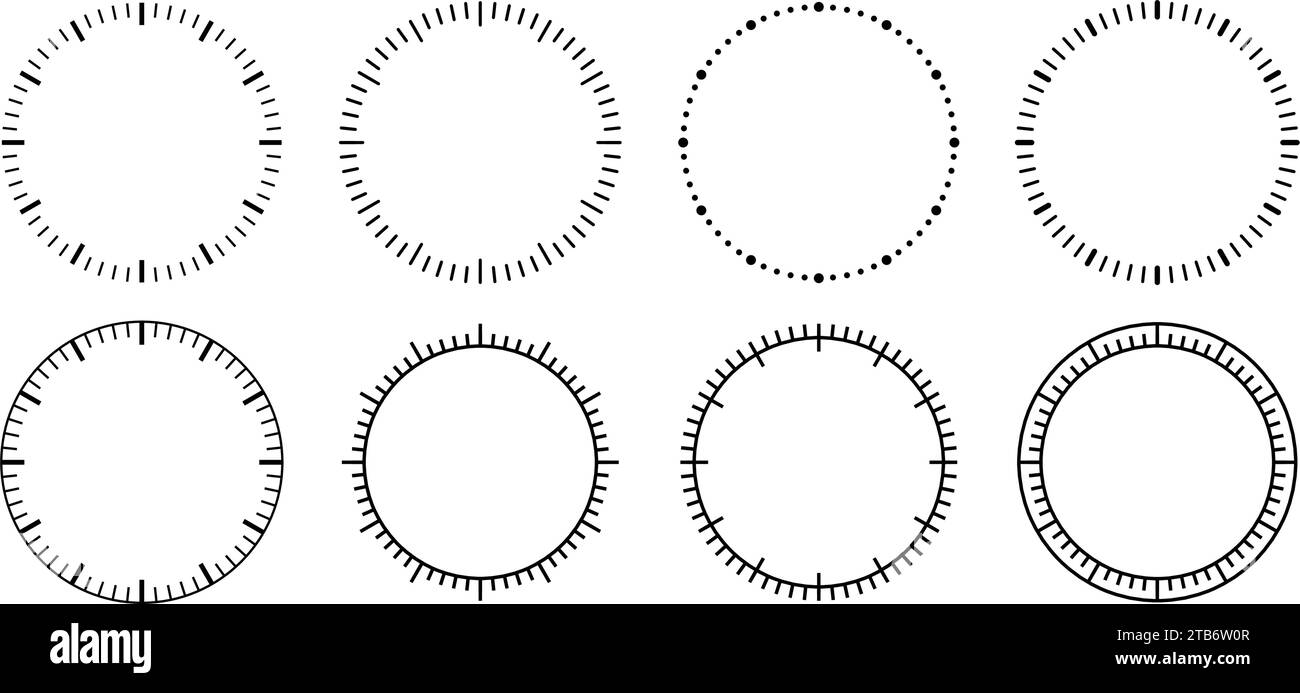 Blank mechanical clock face divided into seconds and minutes. Round ...