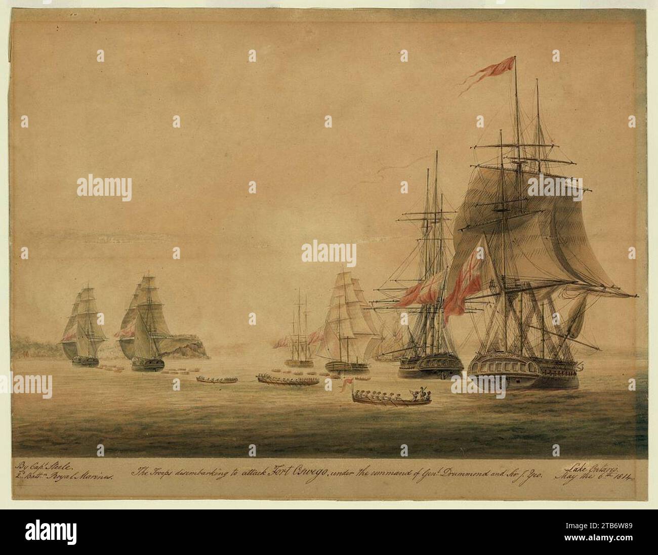 War of 1812 British ships and barges Stock Photo - Alamy