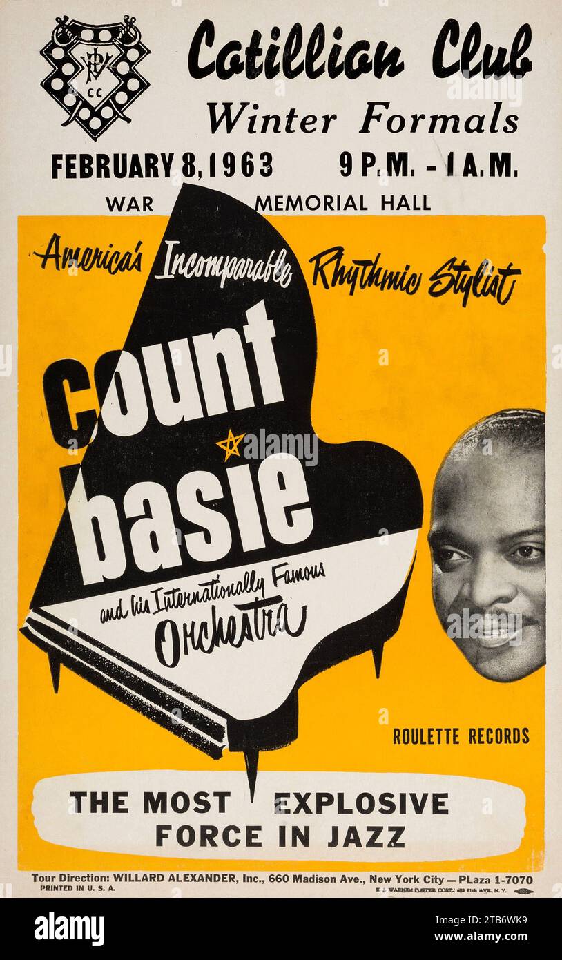 Count Basie Jazz concert poster, 1963 - "America's Incomparable ...