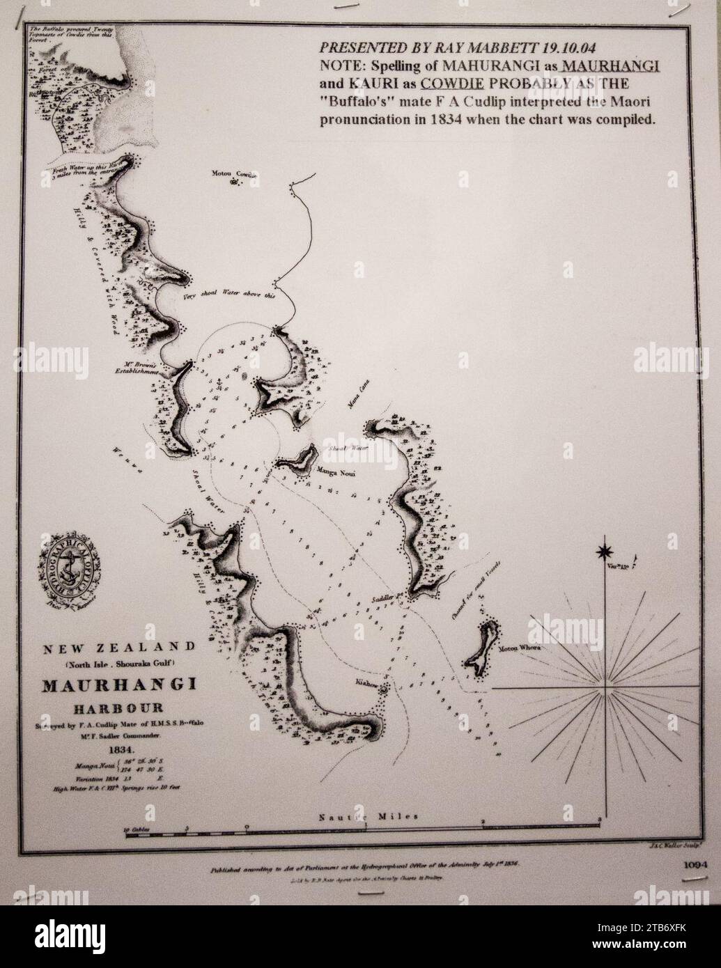 Map of Mahurangi Harbour from 1834 Stock Photo - Alamy