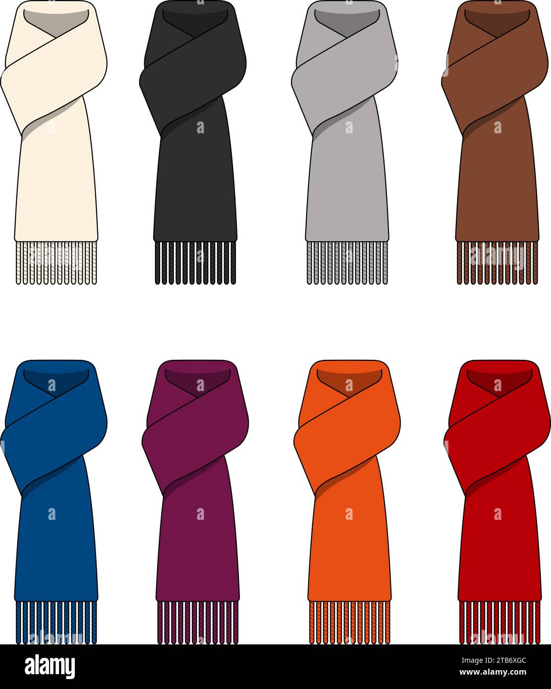 Scarf (muffler) vector template illustration set Stock Vector Image ...