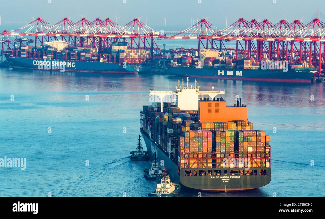 Aerial photo shows the Yangshan Port in Shanghai, China, 2 December ...