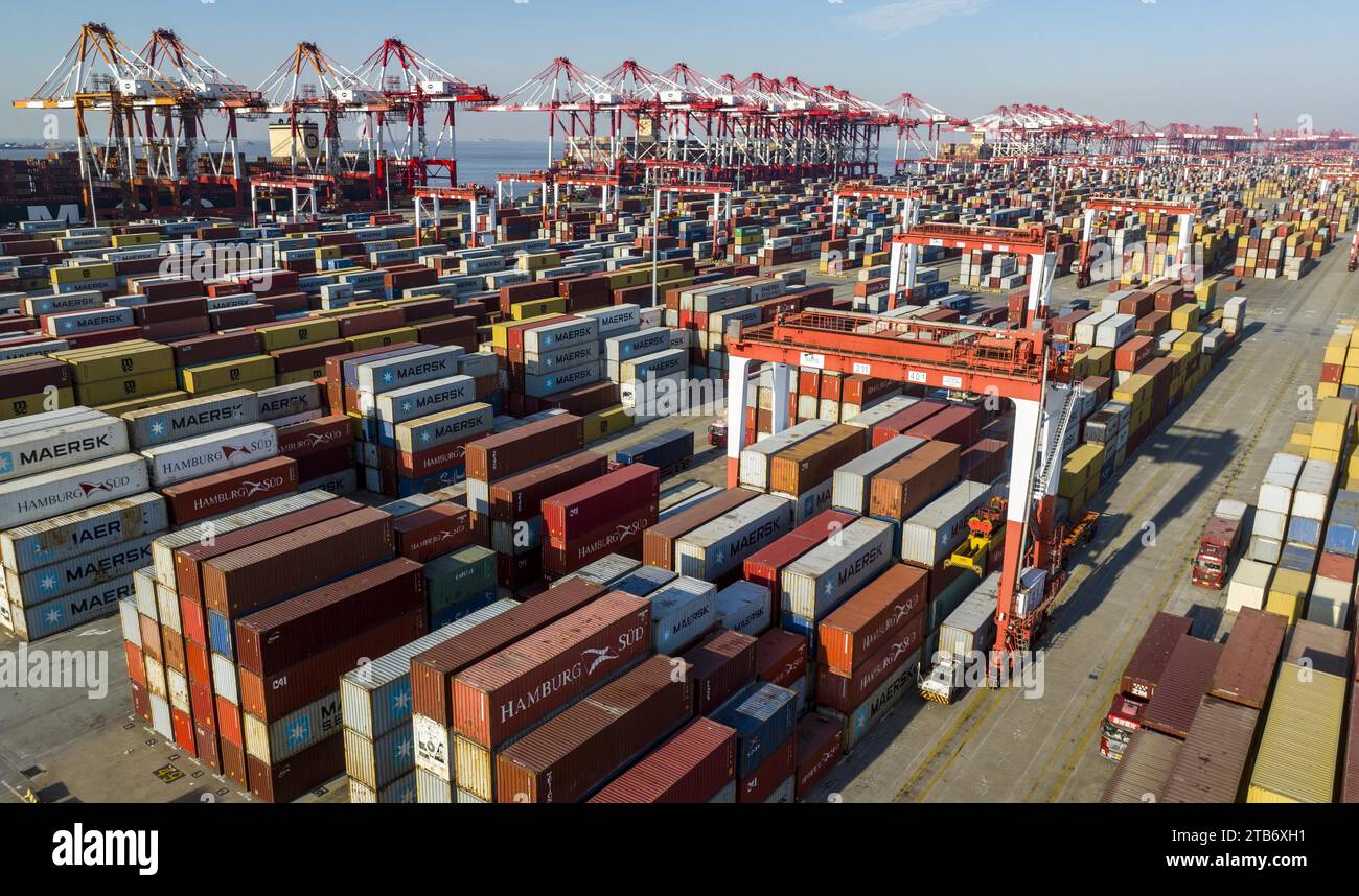 Aerial photo shows the Yangshan Port in Shanghai, China, 2 December ...