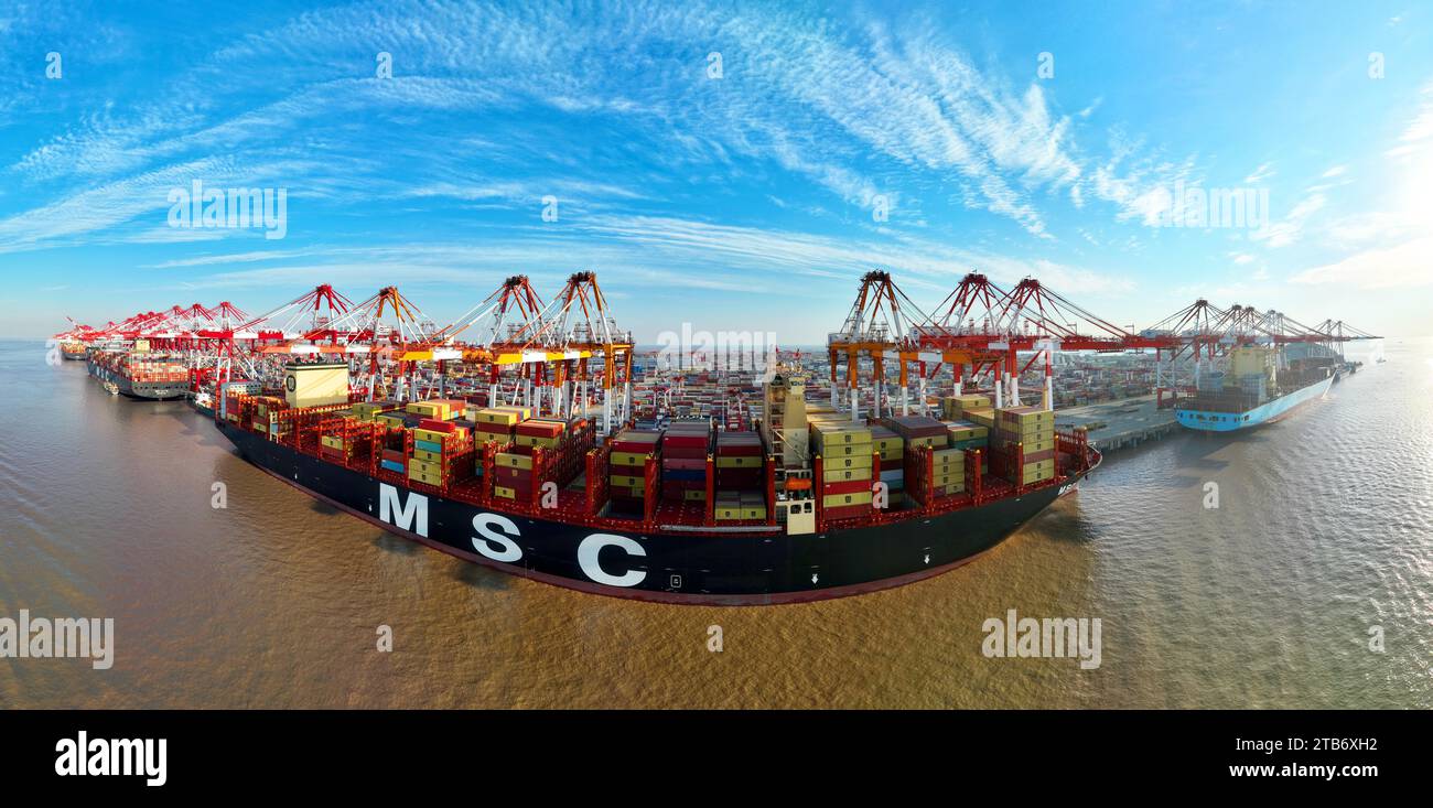 Aerial photo shows the Yangshan Port in Shanghai, China, 2 December ...