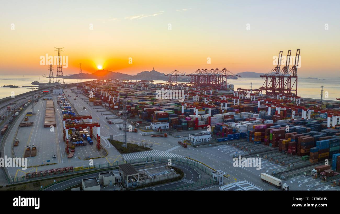Aerial photo shows the Yangshan Port in Shanghai, China, 2 December ...