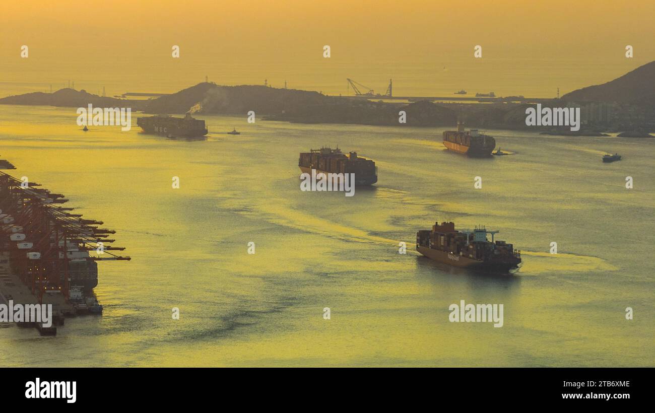 Aerial photo shows the Yangshan Port in Shanghai, China, 2 December ...