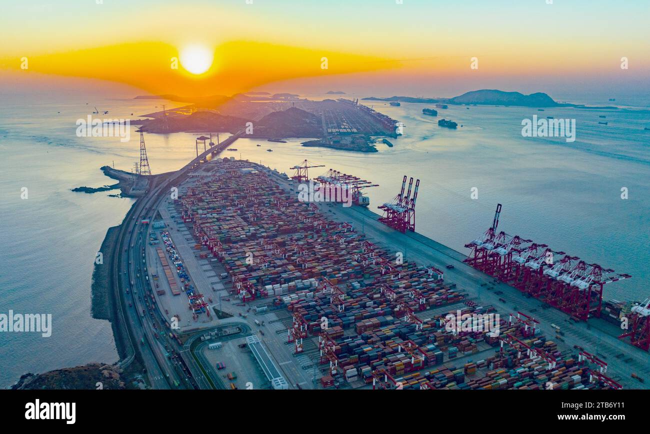 Aerial photo shows the Yangshan Port in Shanghai, China, 2 December ...