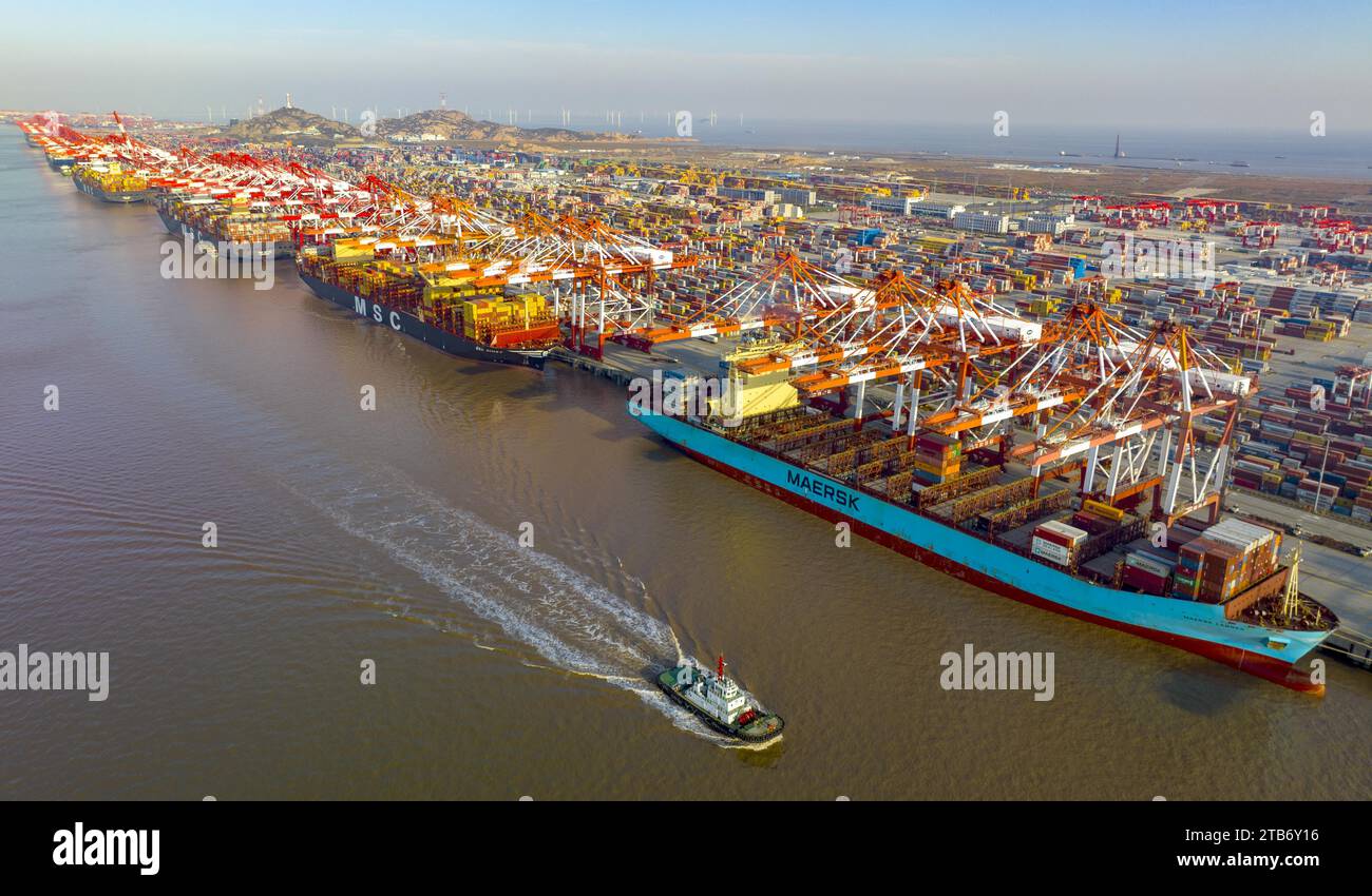 Aerial photo shows the Yangshan Port in Shanghai, China, 2 December ...