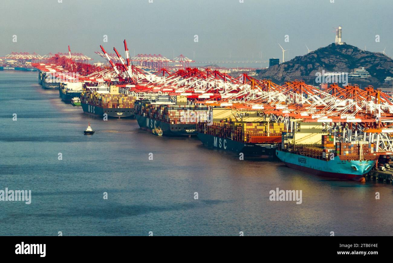 Aerial photo shows the Yangshan Port in Shanghai, China, 2 December ...
