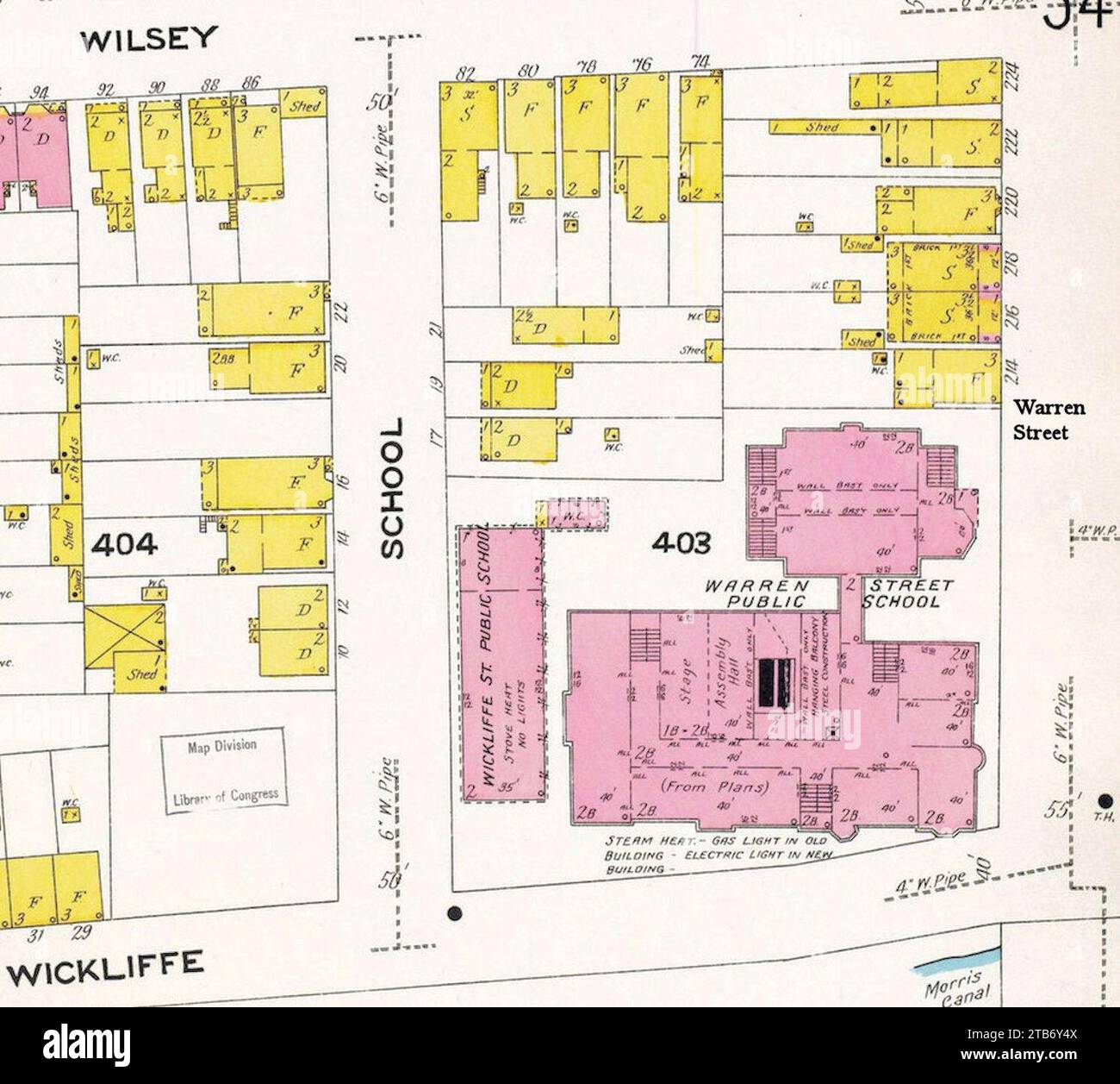 Warren Street School from 1908 Map Stock Photo - Alamy