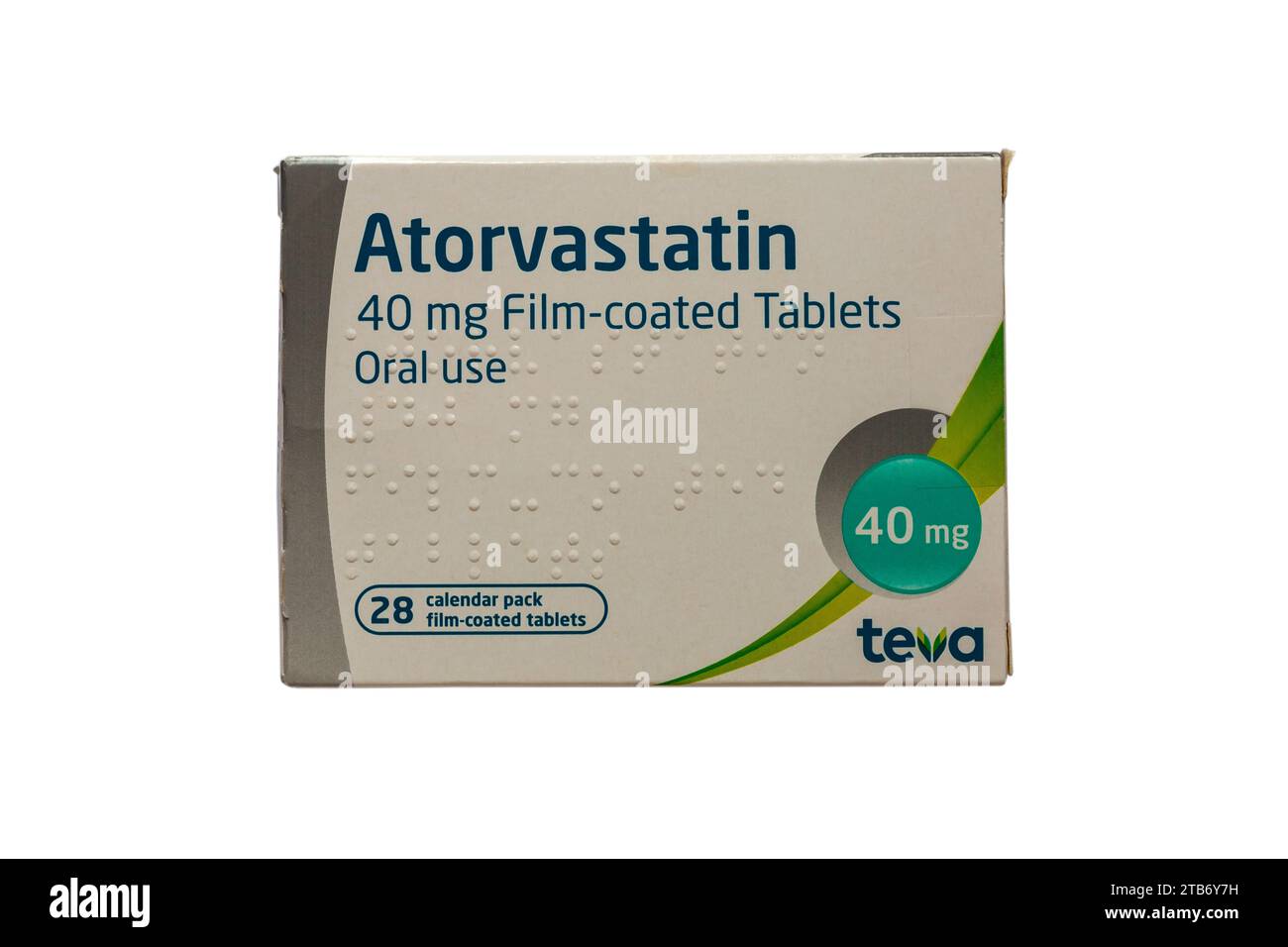 Pack of Atorvastatin 40 mg film-coated tables oral use isolated on ...