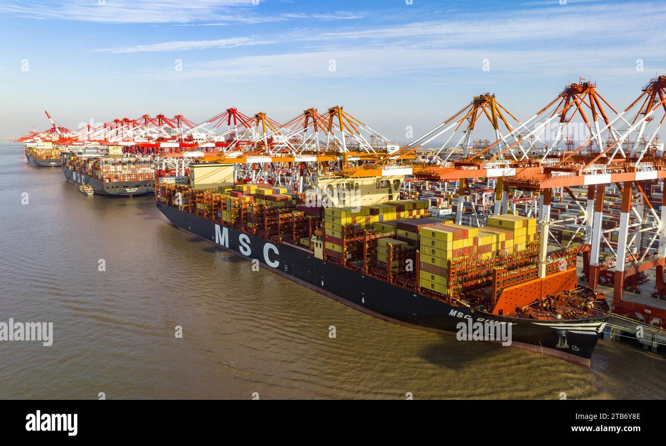Aerial photo shows the Yangshan Port in Shanghai, China, 2 December ...