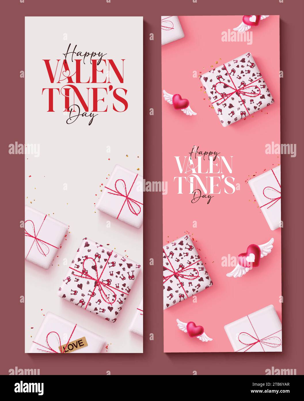 Happy valentine's day greeting text vector poster set. Valentine's day ...