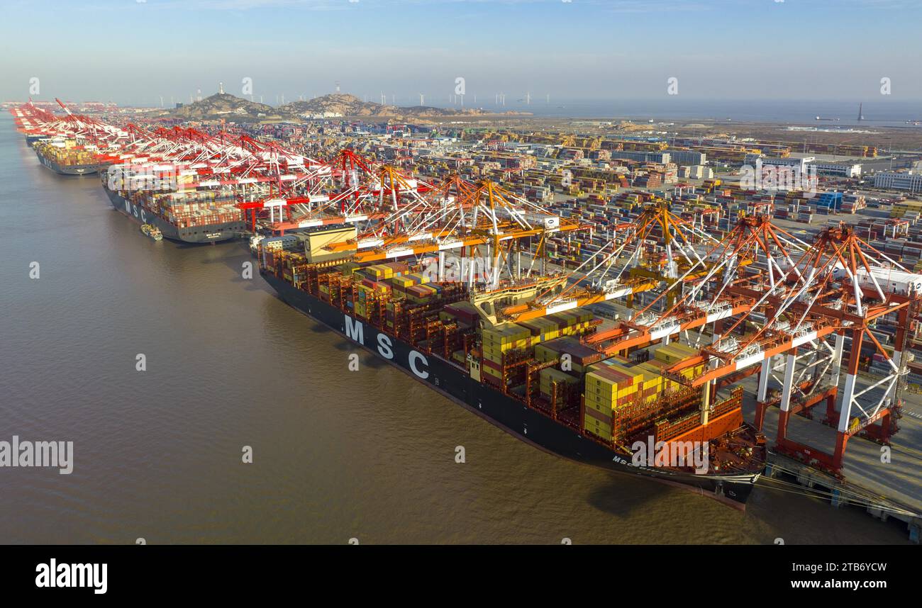 Aerial photo shows the Yangshan Port in Shanghai, China, 2 December ...