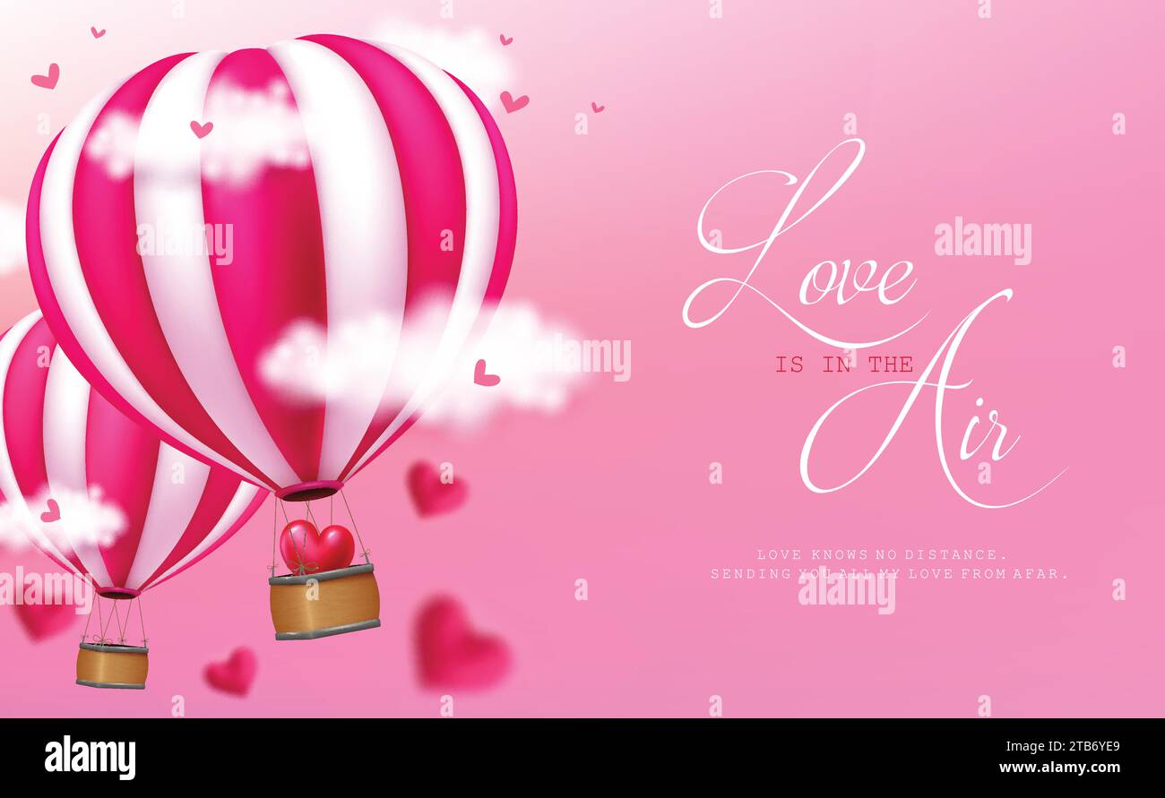 Valentine's love greeting vector design. Love is in the air text with ...