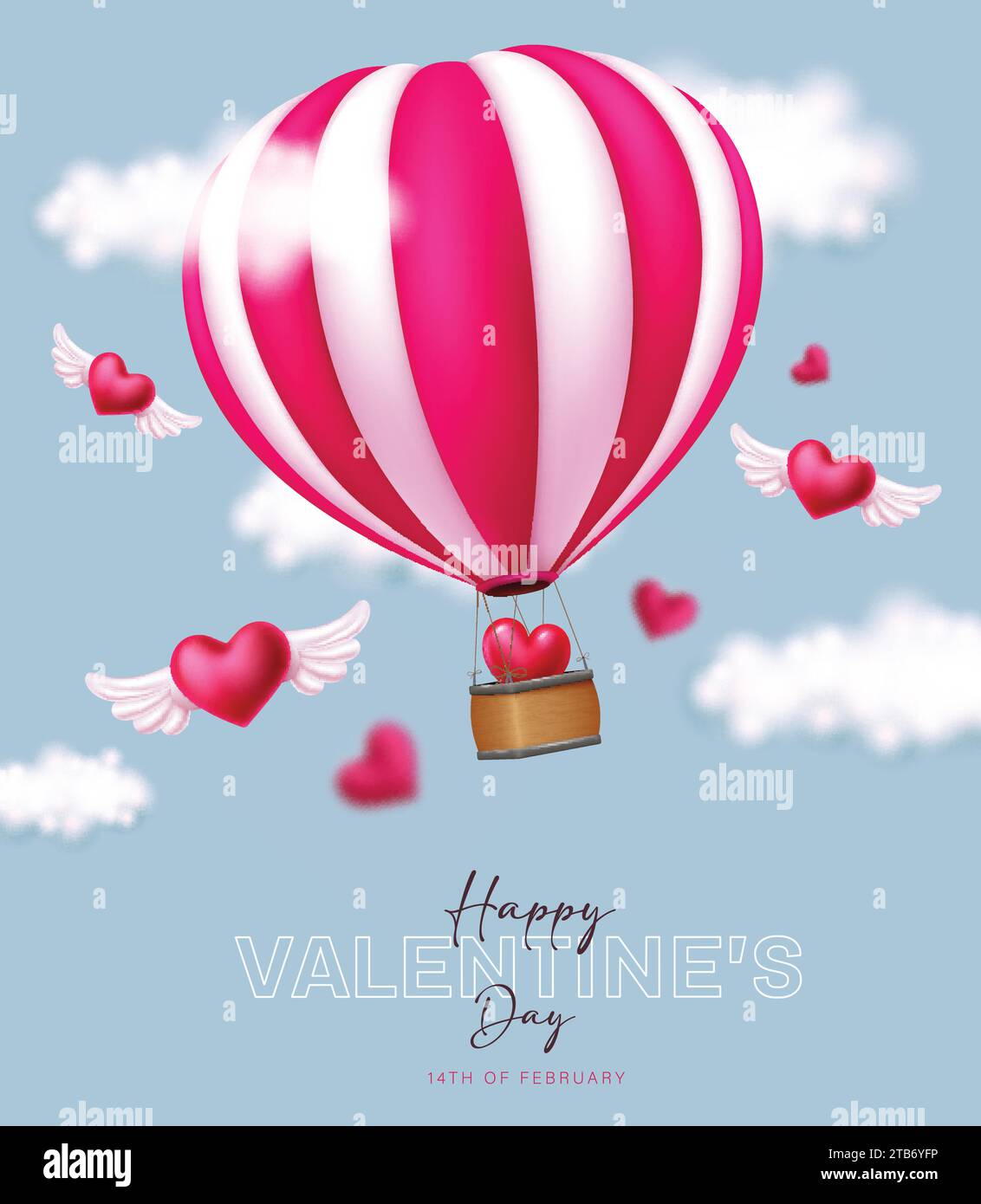 Happy valentine's day air balloon poster design. Valentine's day ...
