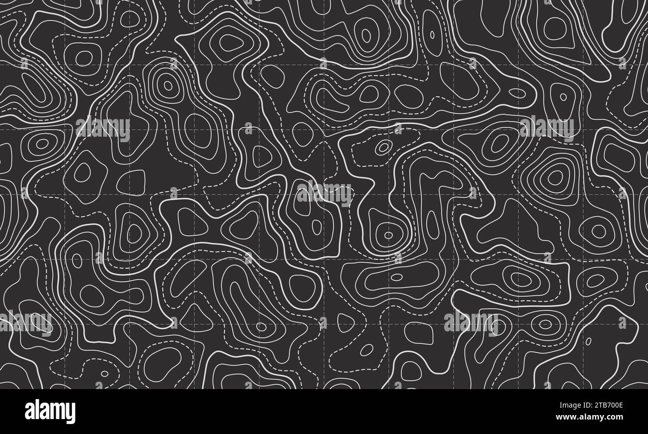 Ocean bottom topographic line map curvy wave isolines vector ...