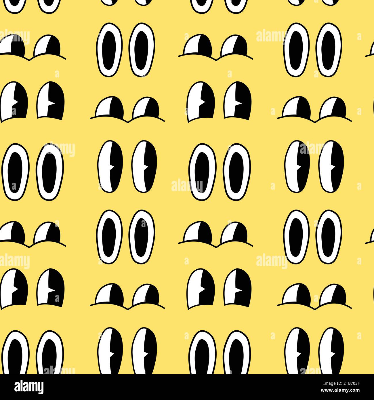 Retro hippie eyes seamless pattern. Y2k eyes on yellow background for ...