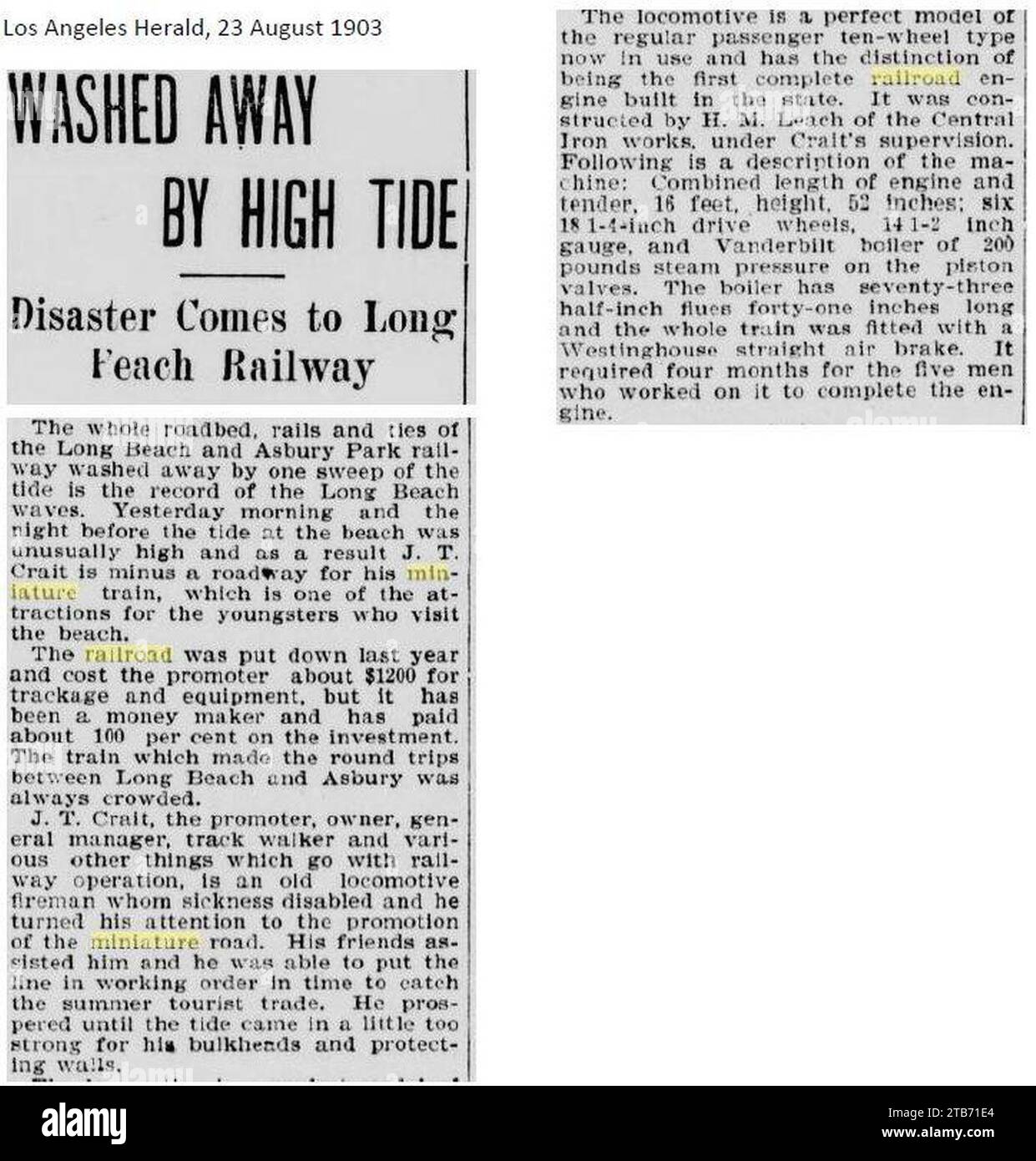 Washed away by high tide - Disaster Comes to Long Beach Railway. Los ...