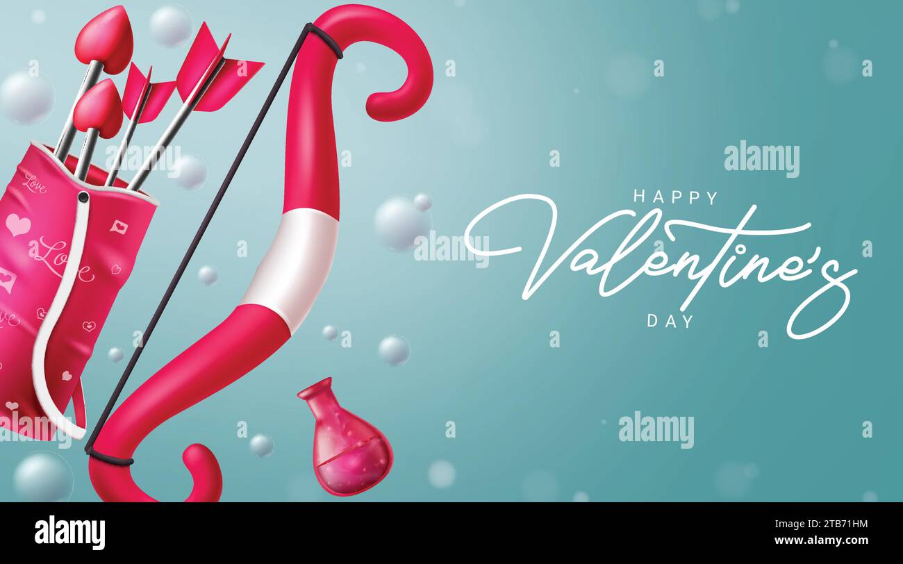 Valentine's bow and arrow vector design. Happy valentine's day greeting card with bow and arrow ...