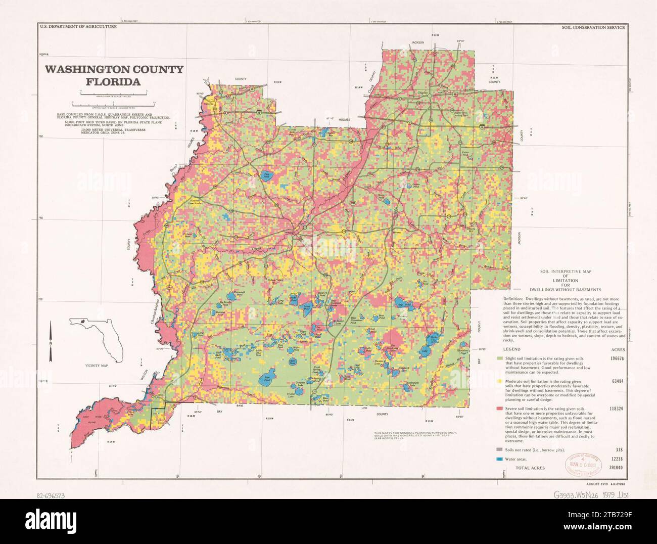 Washington County, Florida - soil interpretive map of limitation for dwellings without basements ...