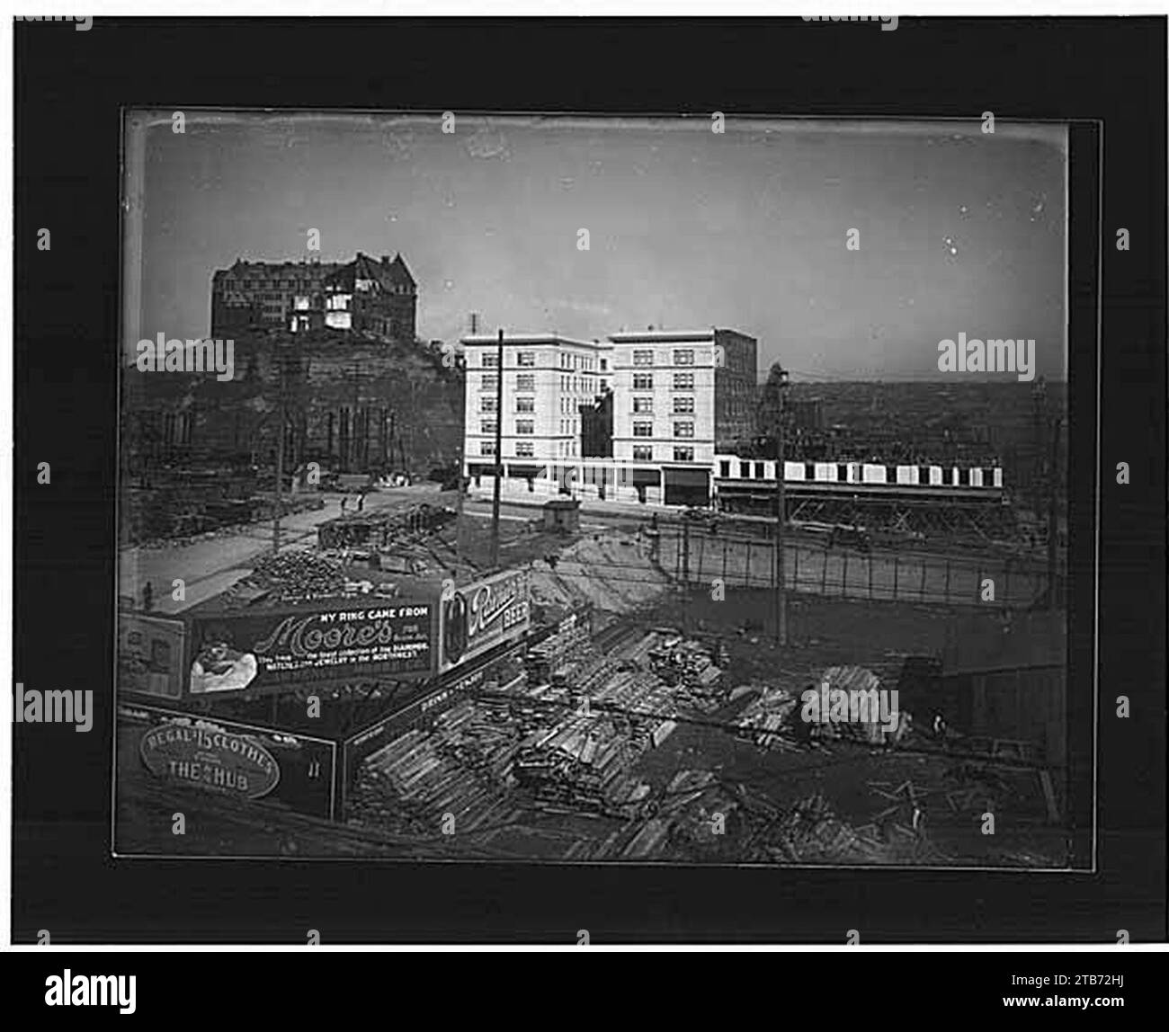 Washington Hotel demolition during the Denny Hill regrade, Seattle, ca ...