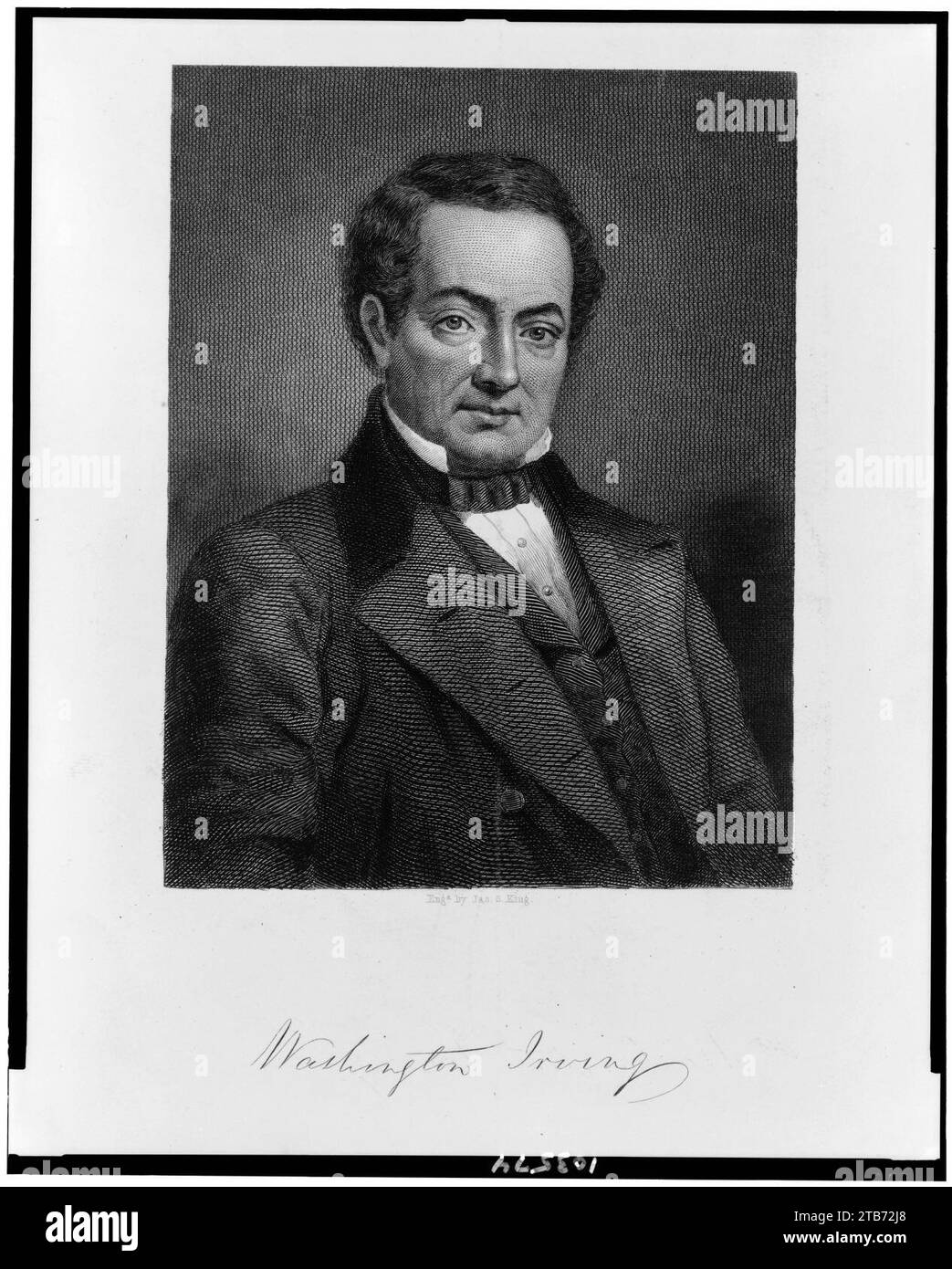 Washington Irving - engd. by Jas. S. King Stock Photo - Alamy