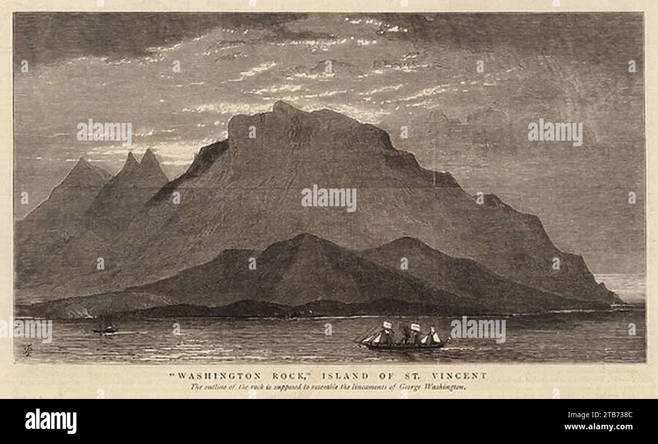 Washington Rock, Island of St Vincent - The Graphic 1880 Stock Photo ...